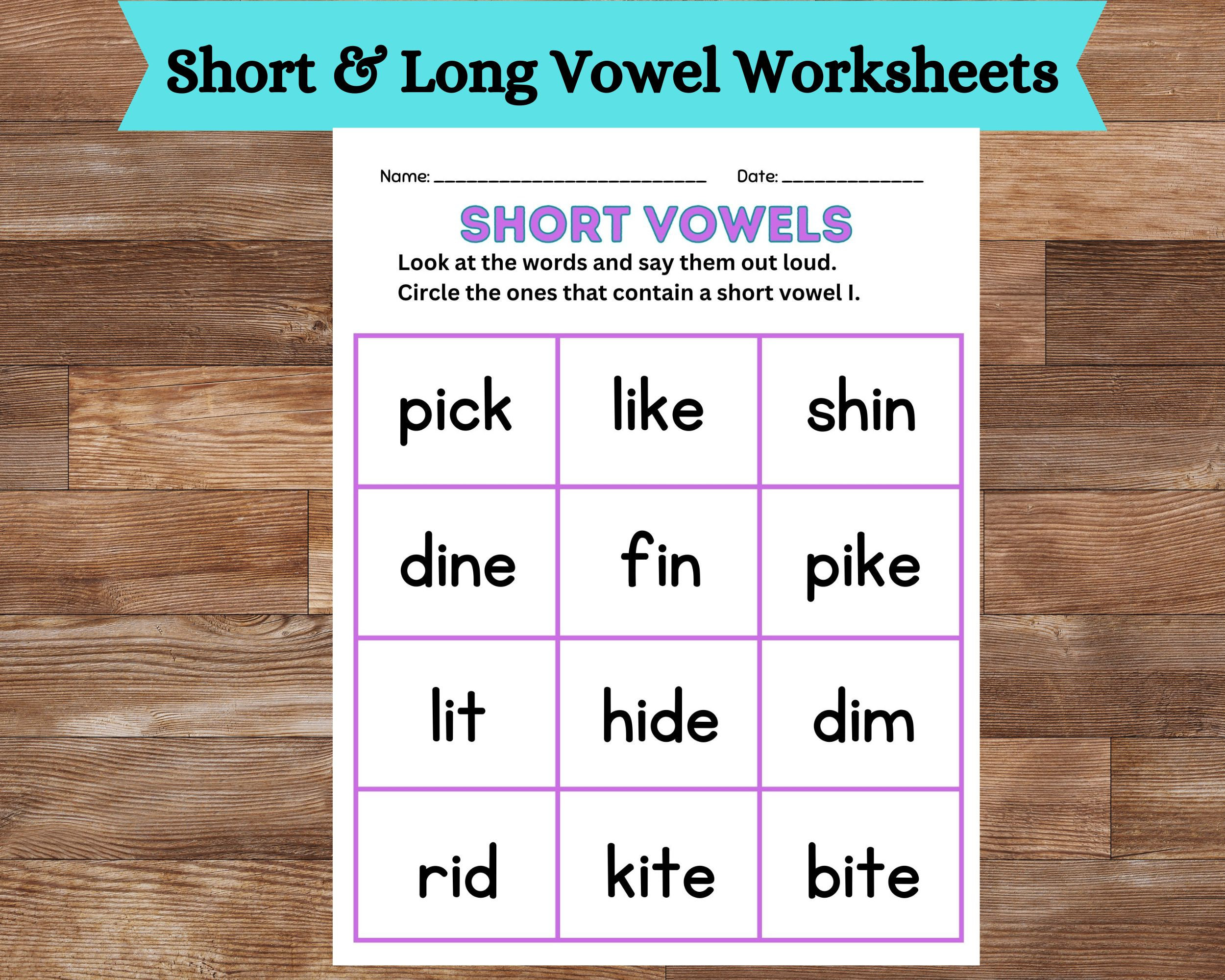 Vowels Worksheet Bundle, Kindergarten,long and Short Vowels, Homeschool ...