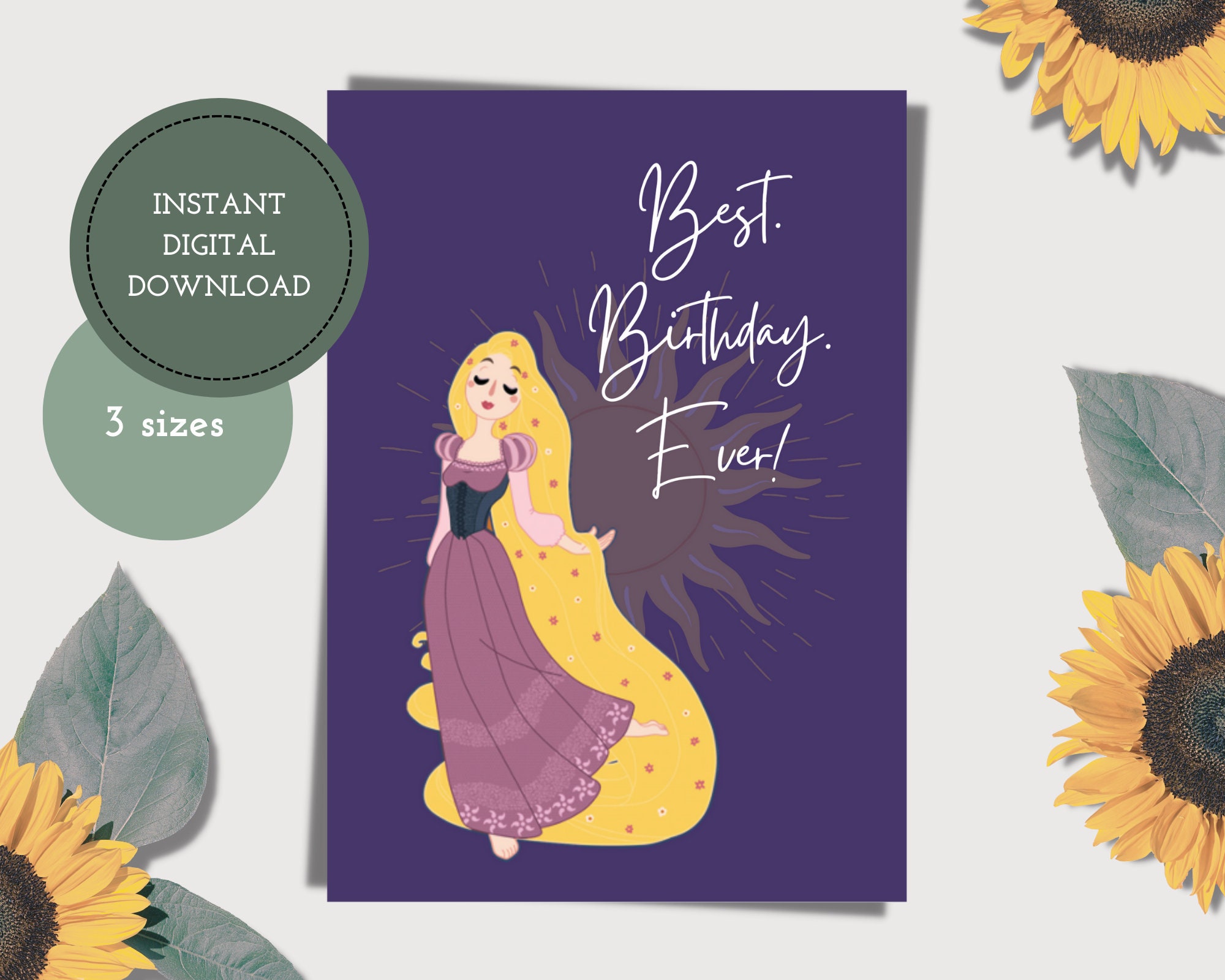 Rapunzel Printable Birthday Card — tangled — Digital Birthday Card ...