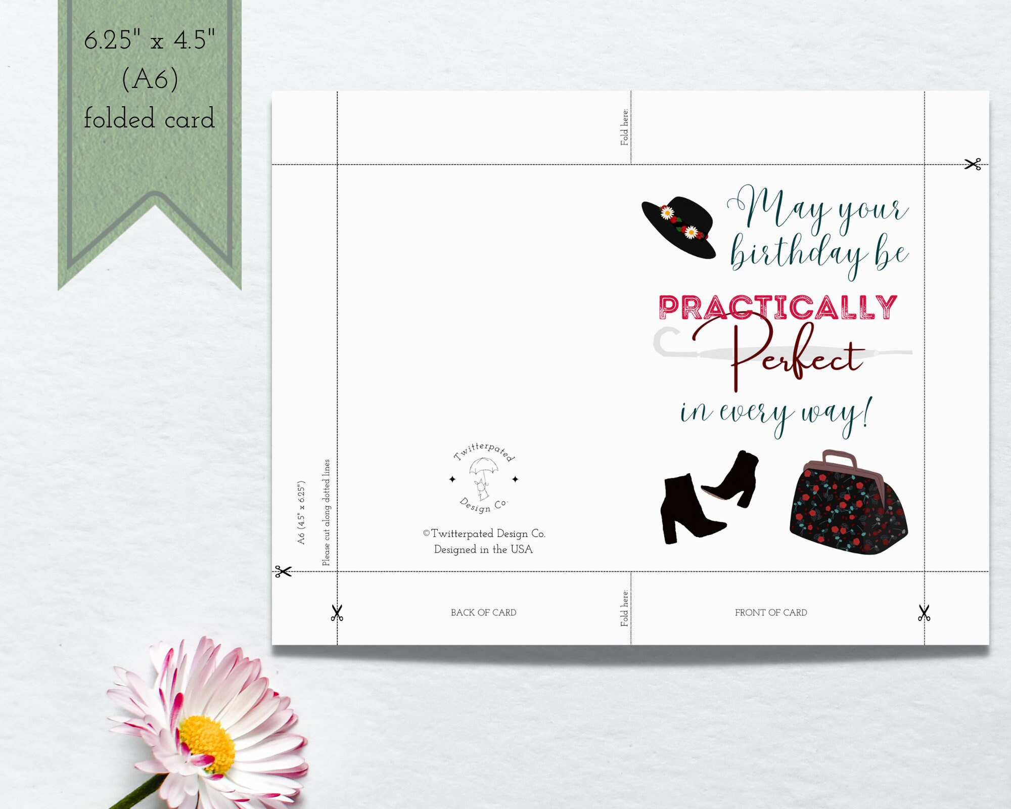 Practically Perfect Birthday Printable Card mary Poppins Digital ...