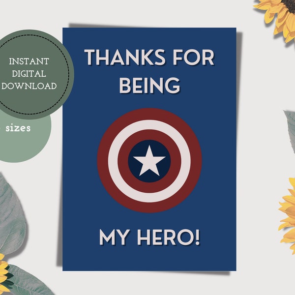 Captain America Thank You Card - Etsy UK