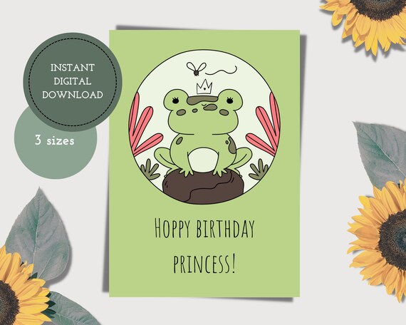 Hoppy Birthday Printable Card the Princess and the Frog - Etsy