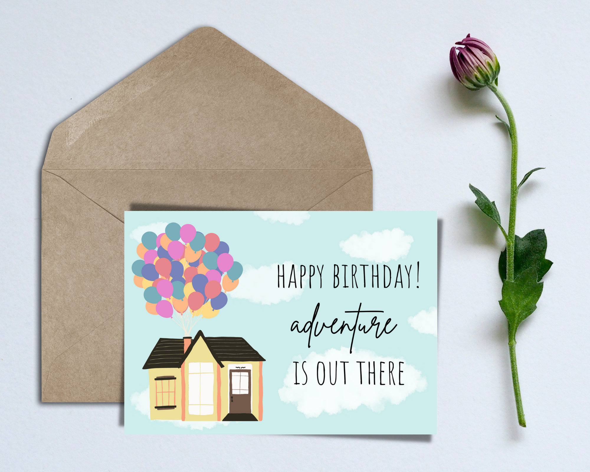 Up Printable Birthday Card — Adventure is Out There — Balloons ...