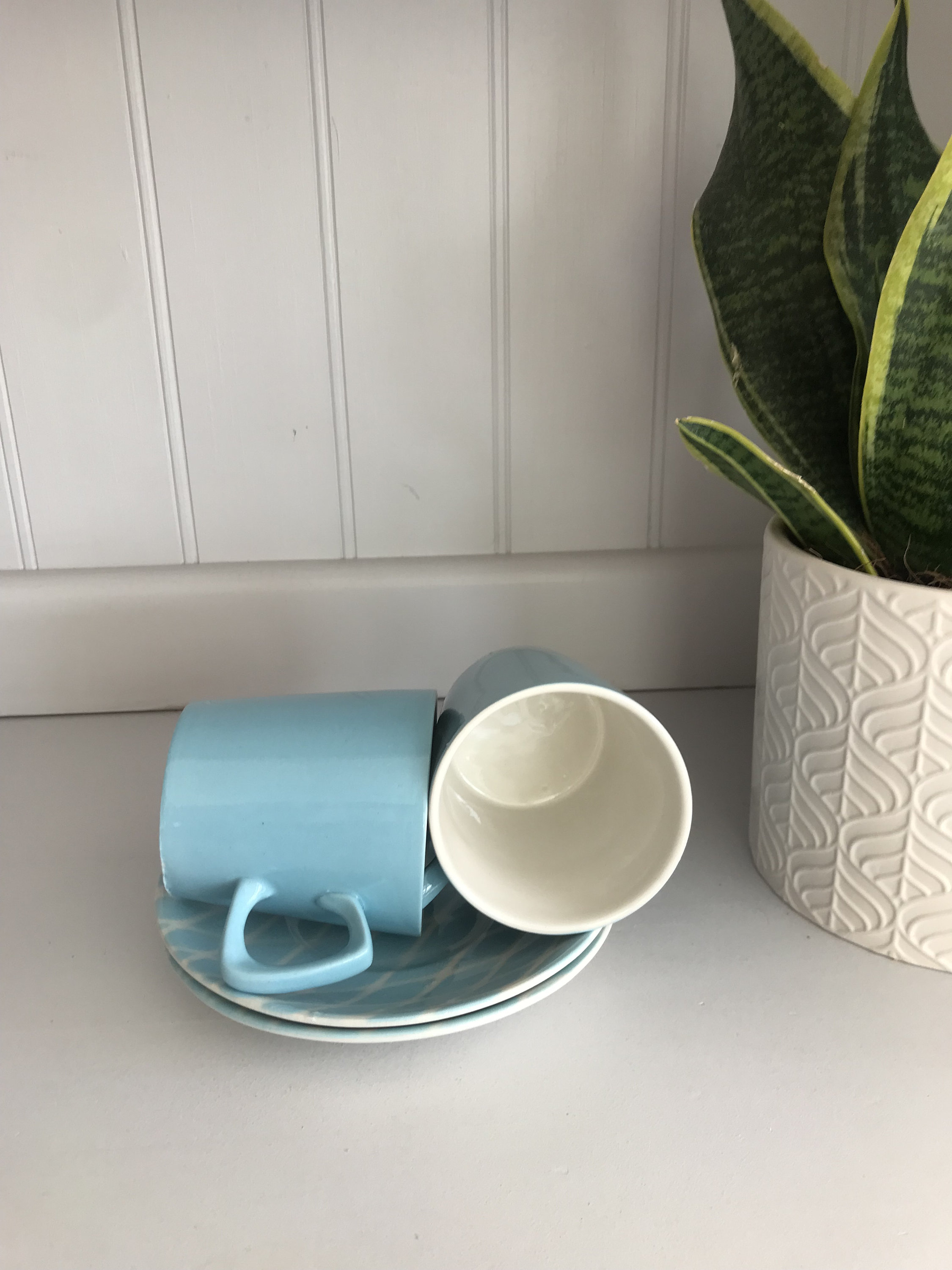 2 X Fabulous TAMS Retro 1960 Tea/coffee Cups & Saucers, Turquoise Blue ...