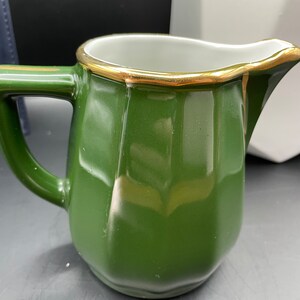 Vintage Apilco Green and Gold Milk /creamer Jug - Etsy