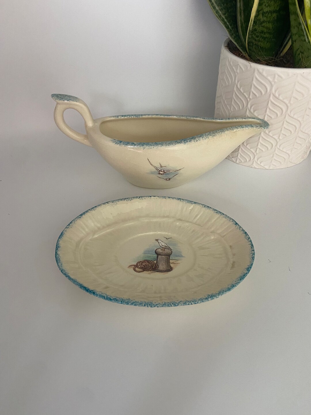 Devonshire Pottery Gravy/sauce Boat and Plate - Etsy