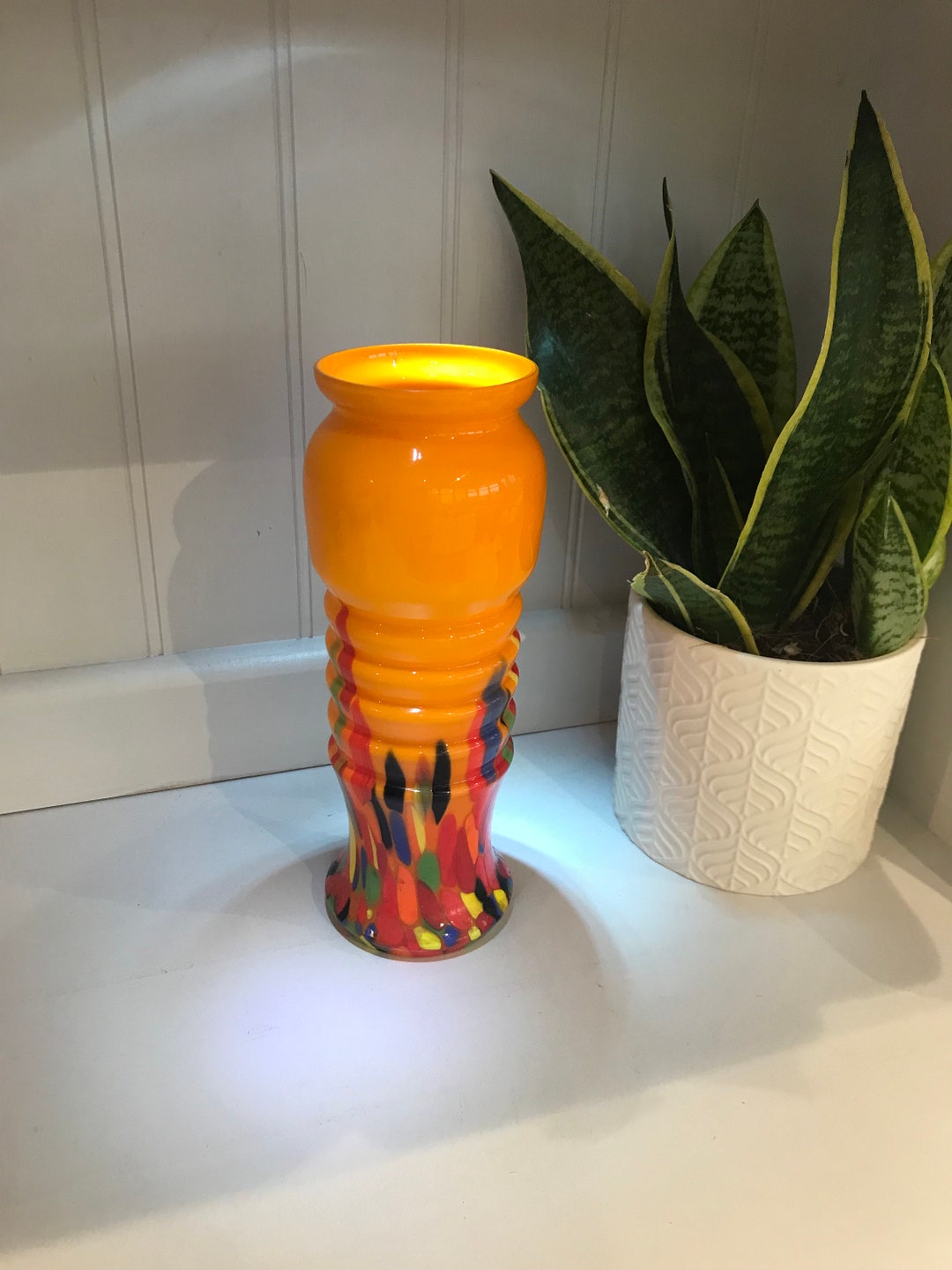 Stunning Czechoslovakian Spatter Glass Vase - Etsy