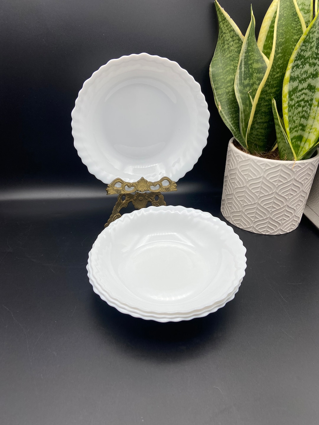 French, Milk White Glass Dishes, Collectable Swirl Design. - Etsy