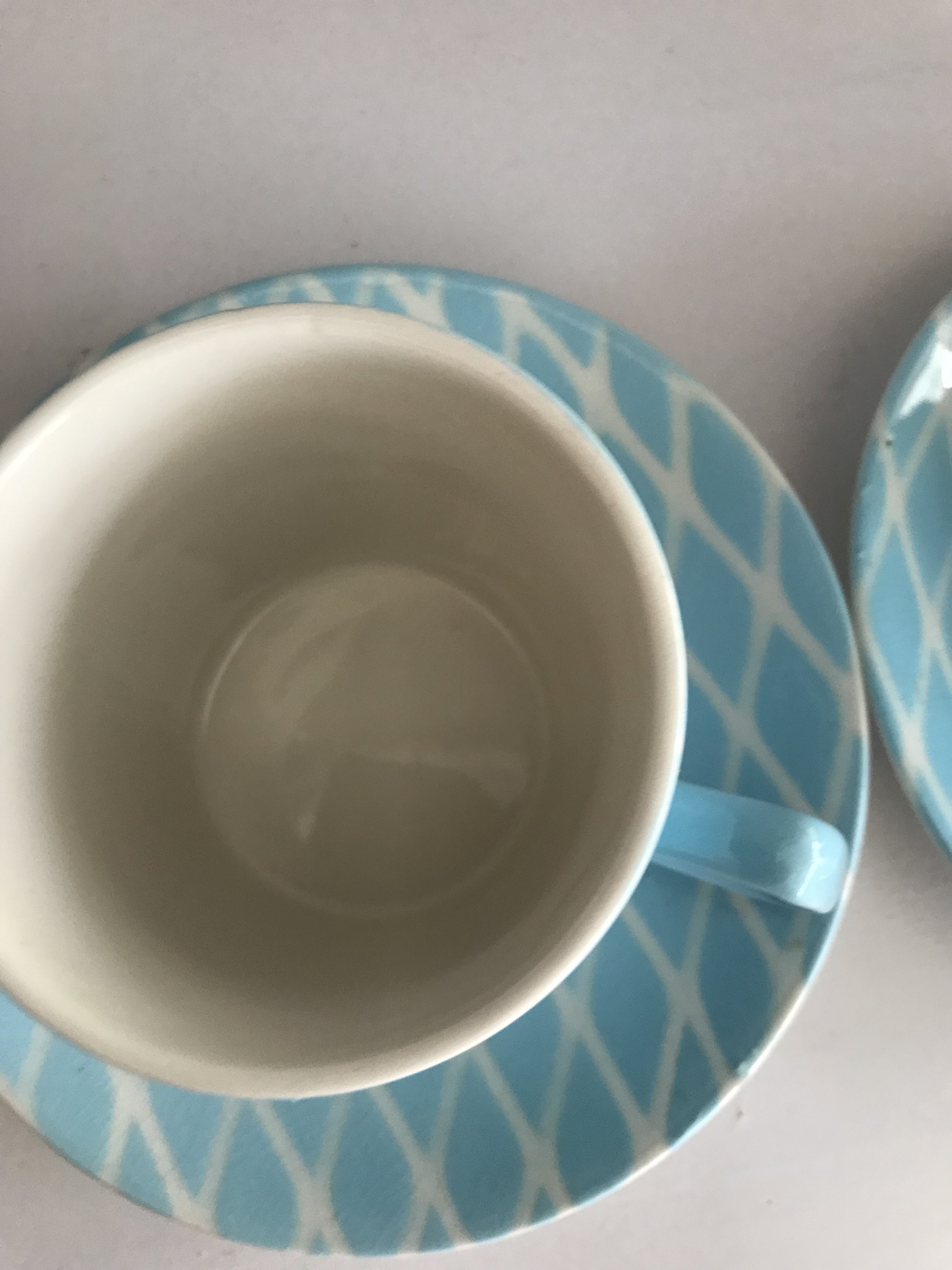 2 X Fabulous TAMS Retro 1960 Tea/coffee Cups & Saucers, Turquoise Blue ...