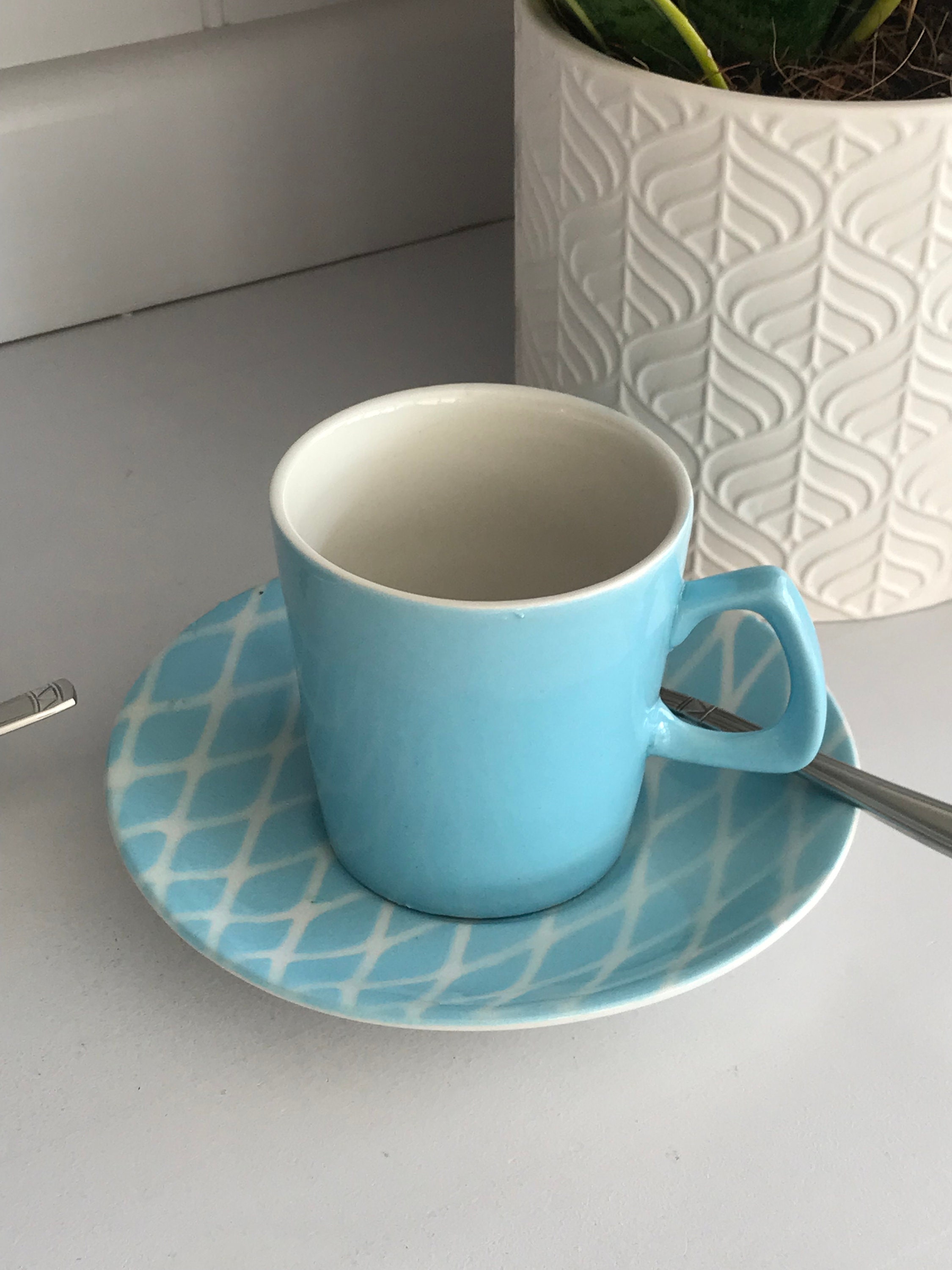 2 X Fabulous TAMS Retro 1960 Tea/coffee Cups & Saucers, Turquoise Blue ...