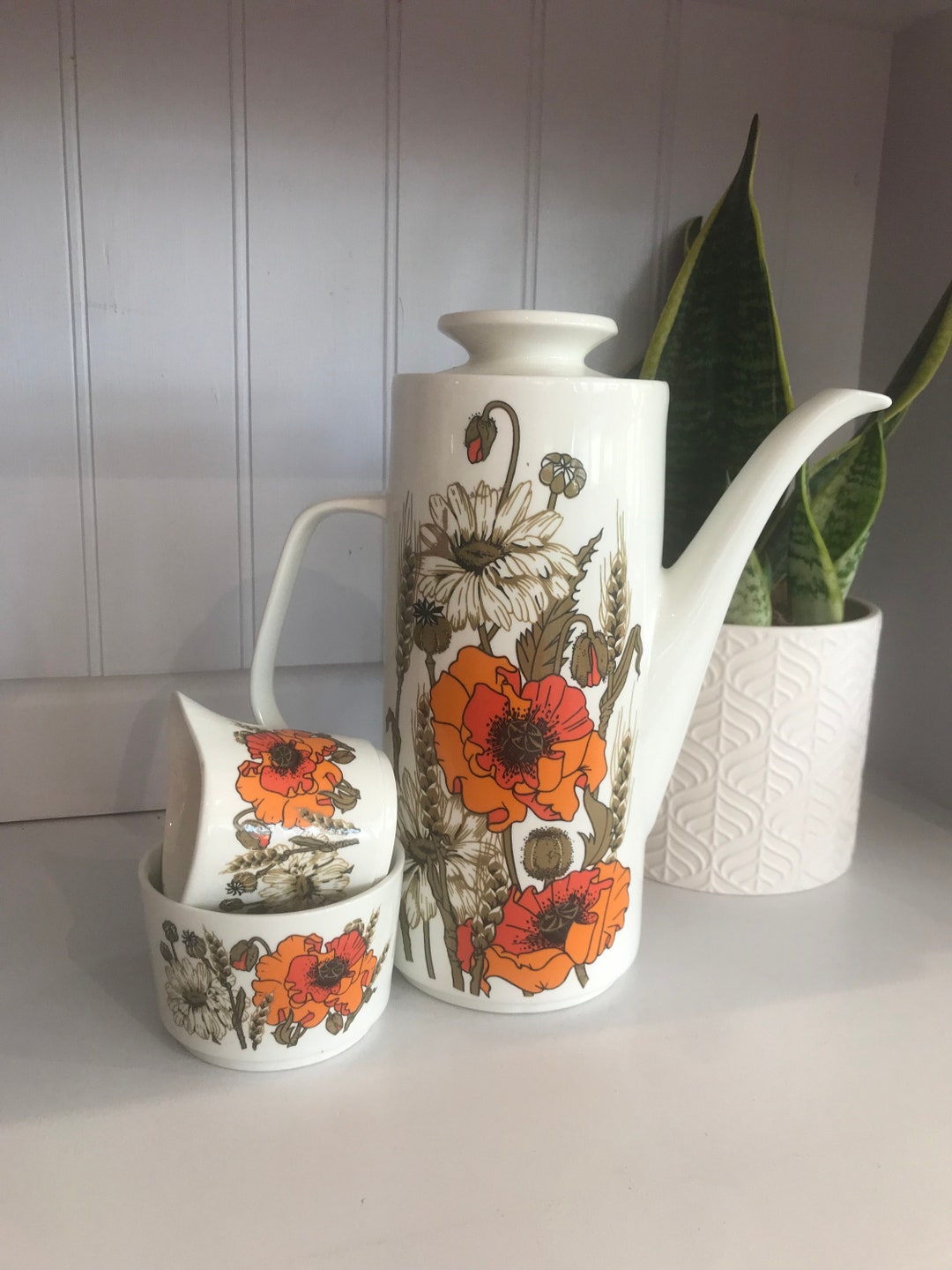 Vintage J G Meakin Poppy Coffee Set: 1970s Vibrant Design - Etsy UK