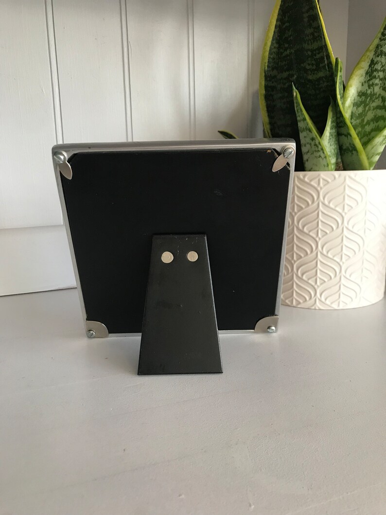 A Lovely Simple Vintage Square Red Leather and Stainless-steel Photo ...