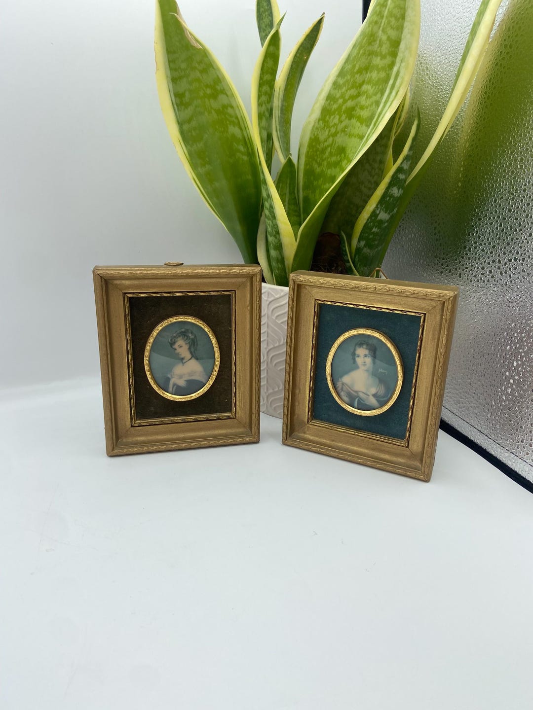Set of Two Cameo Miniature Portraits - Etsy