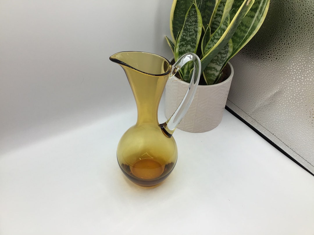 Hand Blown Amber Glass Jug, Carafe, Water Jug. - Etsy