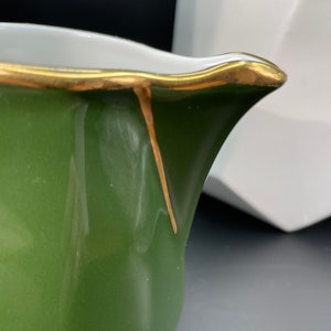 Vintage Apilco Green and Gold Milk /creamer Jug - Etsy
