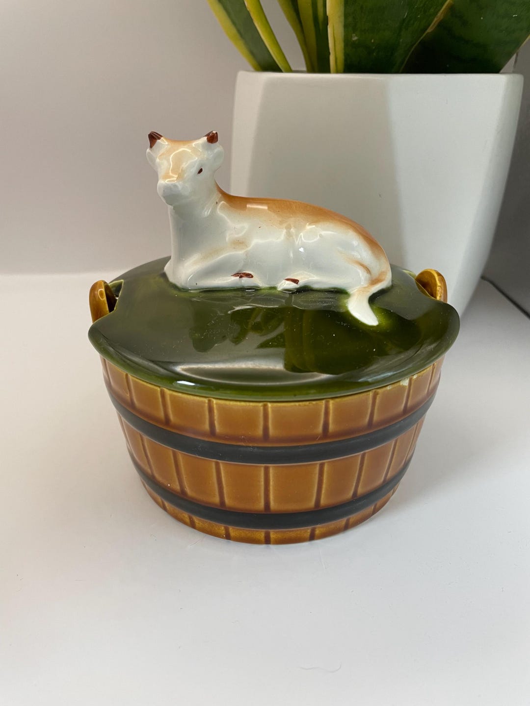 Vintage Ceramic Cow Butter Dish With Lid. - Etsy