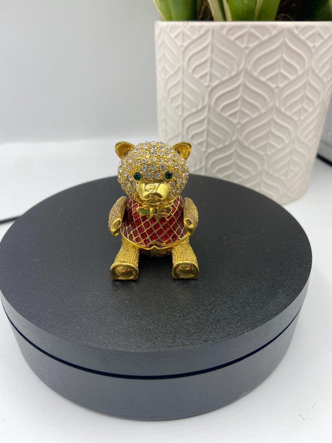 Enamel Teddy Bear Keepsake Box - Etsy