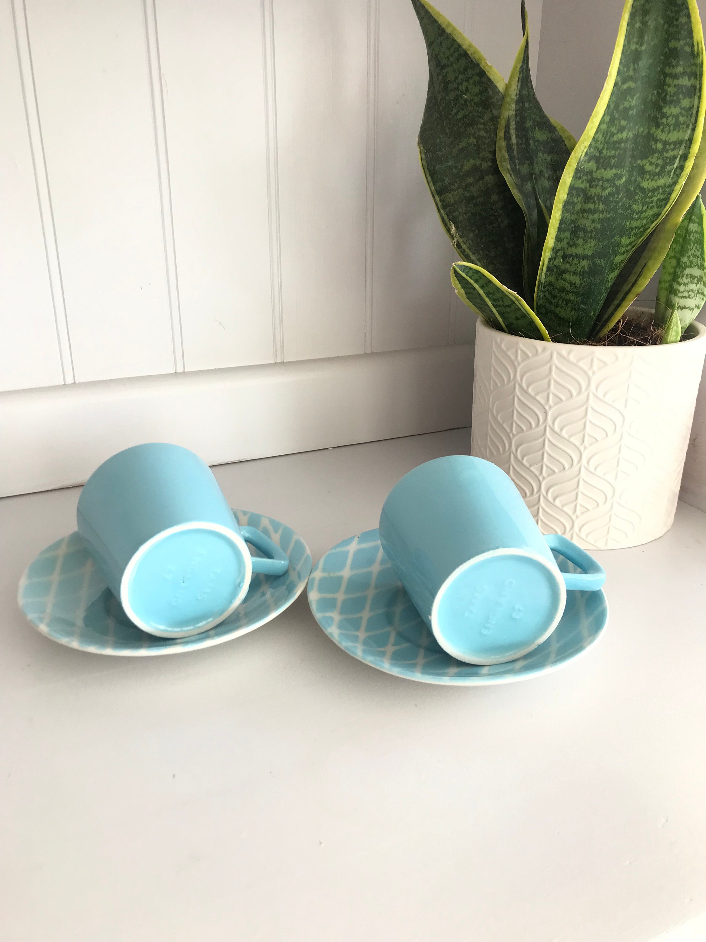 2 X Fabulous TAMS Retro 1960 Tea/coffee Cups & Saucers, Turquoise Blue ...