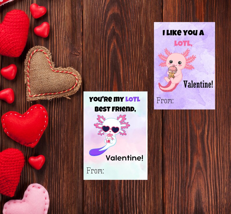 Printable Axolotl Valentine Cards for Kids (digital Download) - Etsy