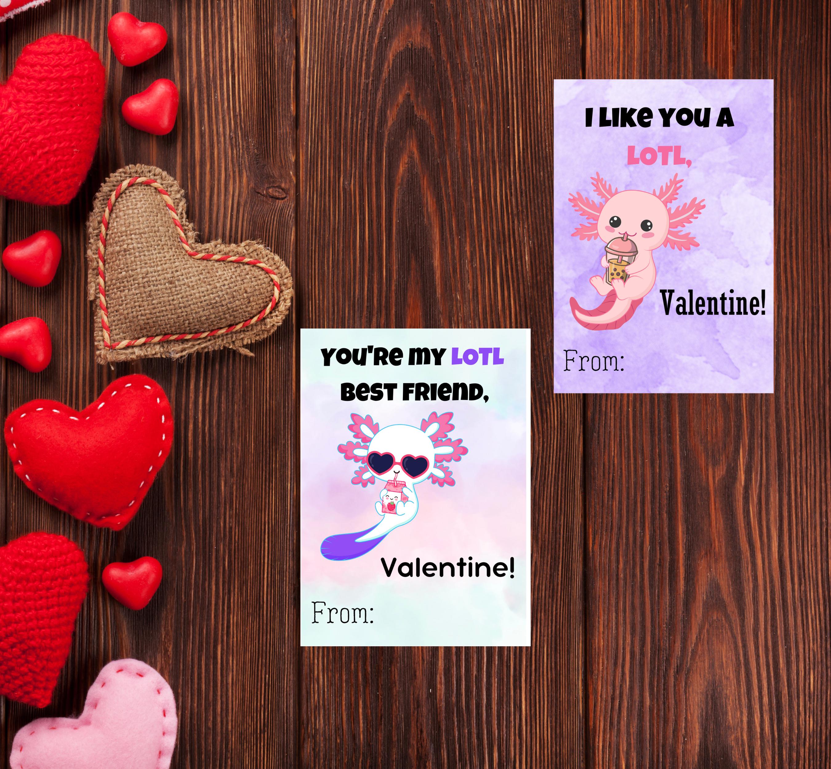 Printable Axolotl Valentine Cards for Kids (digital Download) - Etsy