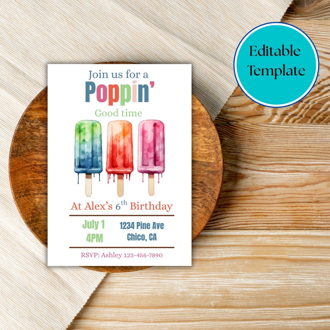 Poppin Good Time Birthday Invitation | Editable Birthday Invitation ...