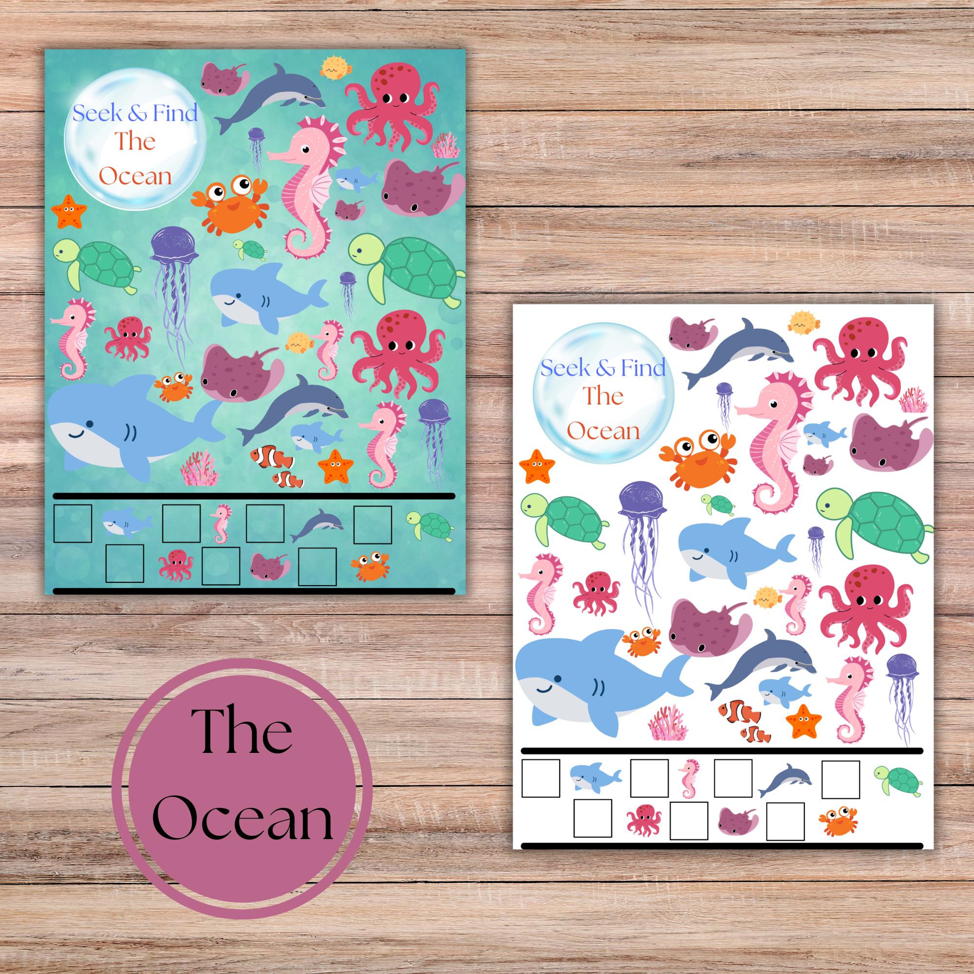 Seek and Find Worksheet I Spy Ocean Animals Forest Animals Backyard ...