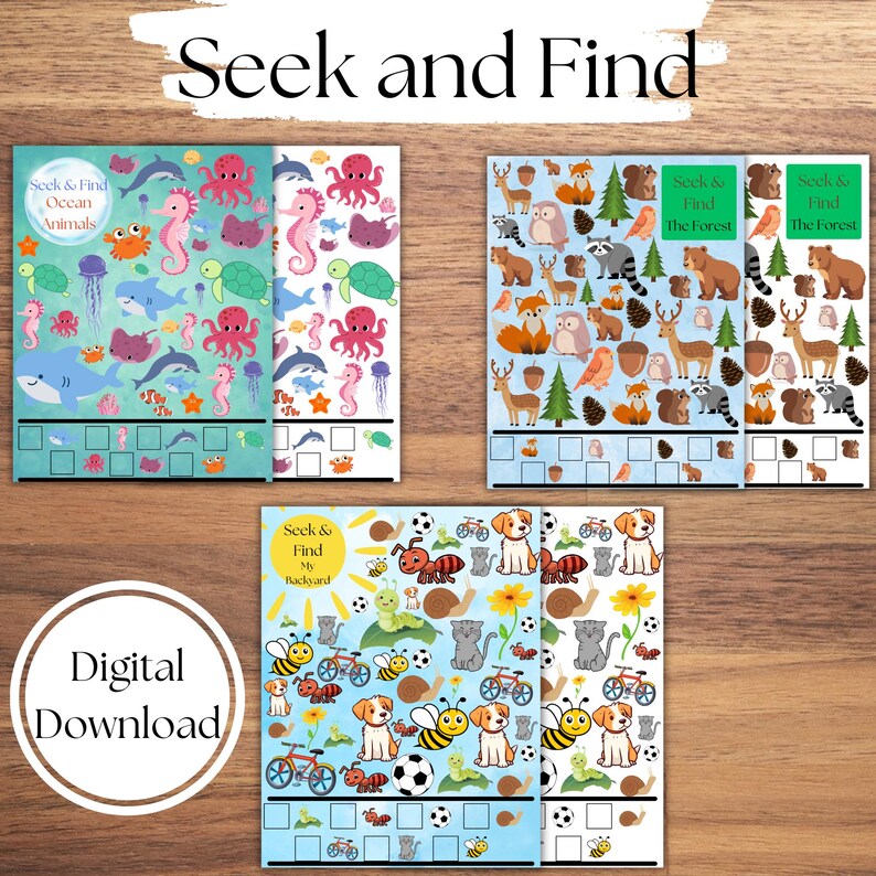 Seek and Find Worksheet | I Spy | Ocean Animals | Forest Animals ...