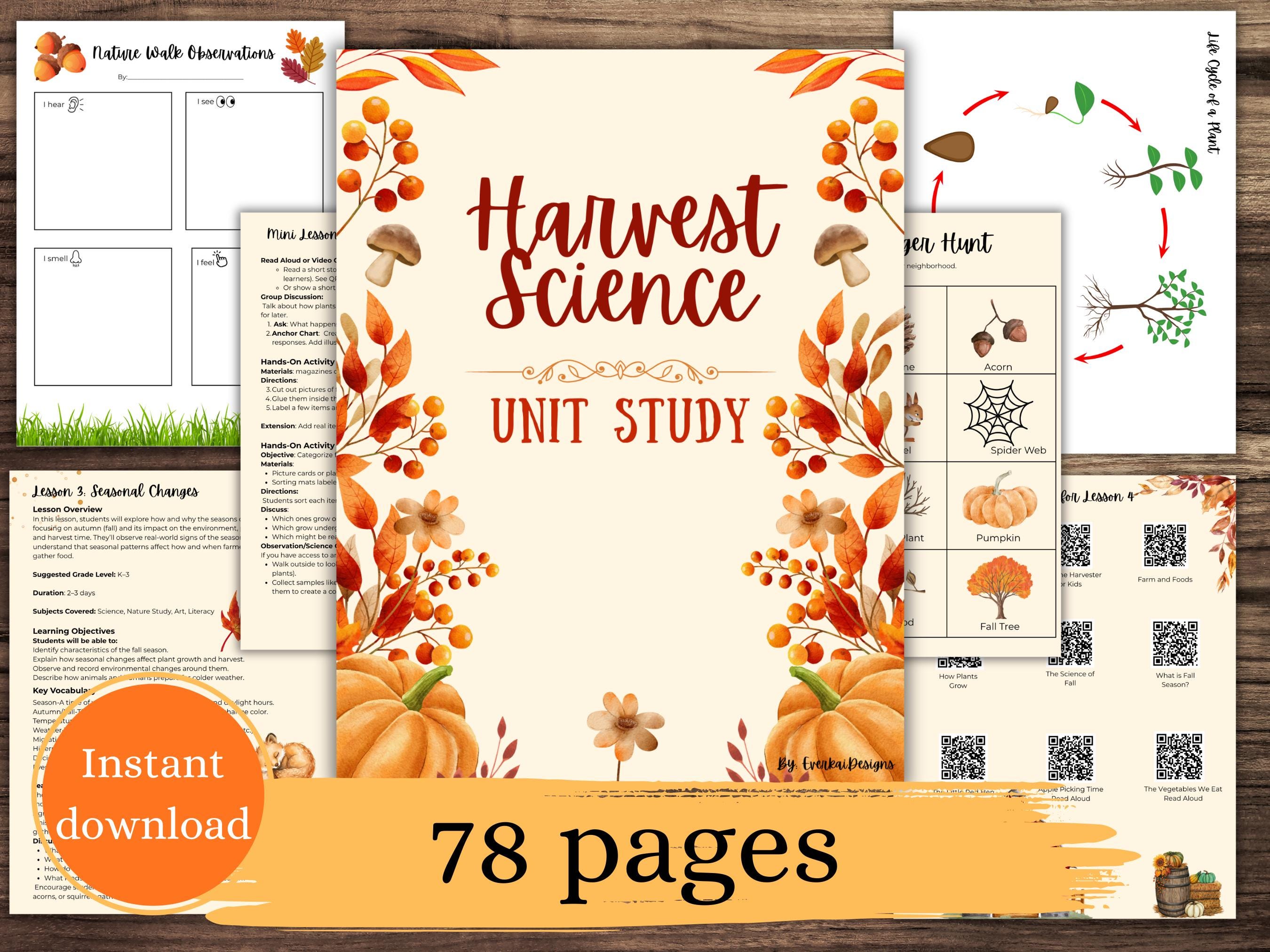 Harvest Science Unit Study | K-3 Homeschool Curriculum (printable PDF ...