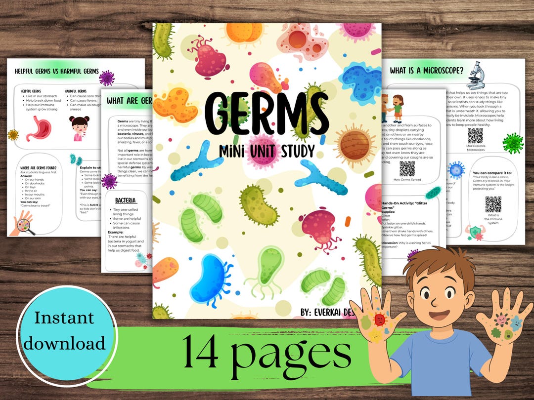 Germs Unit Study – Health & Hygiene Activities, K-2 Science (printable ...