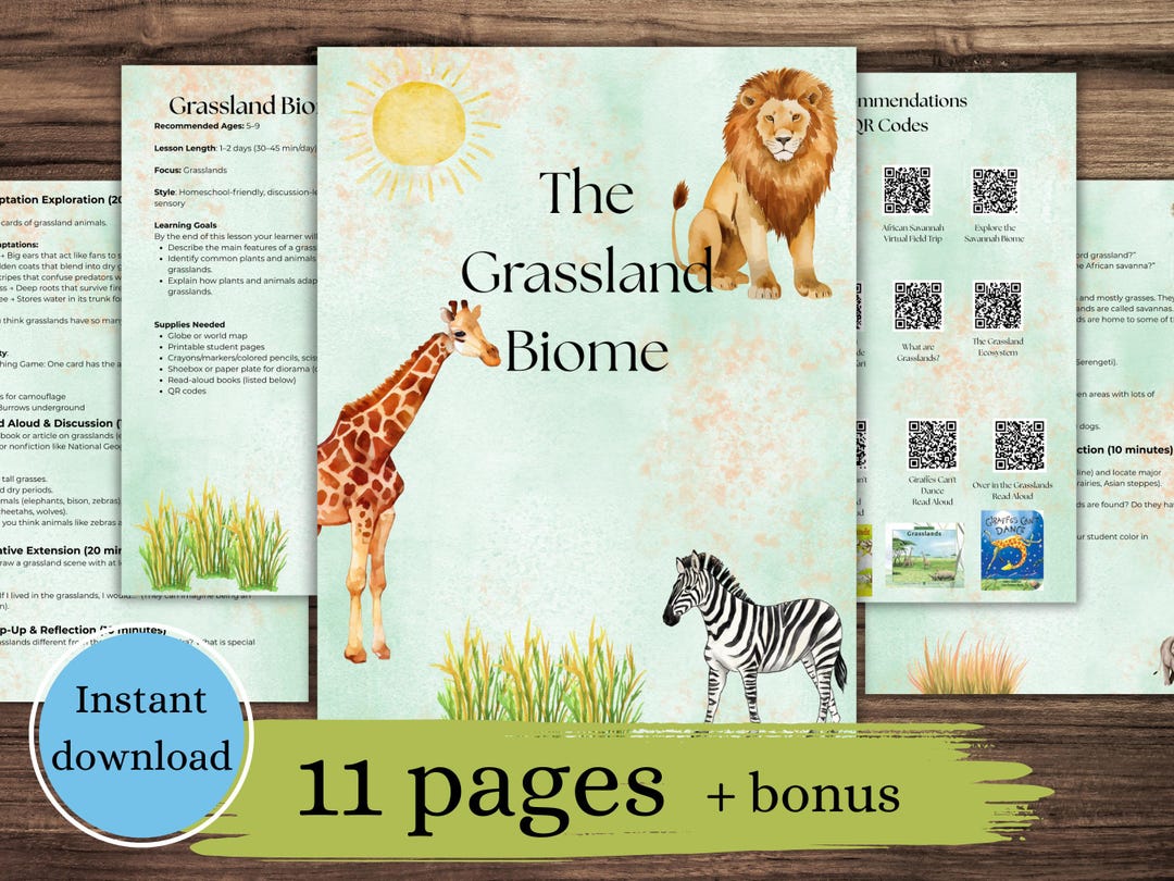 Grassland Biome Mini Unit Study, Homeschool Science, K-3 Science ...