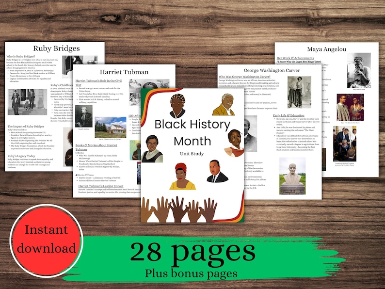 Black History Month Unit Study: Interactive Learning (digital Download ...