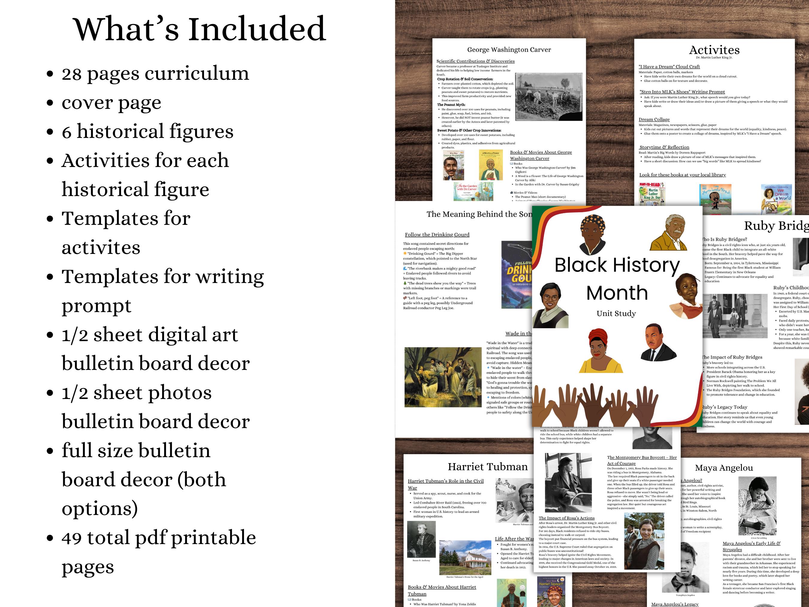 Black History Month Unit Study: Interactive Learning (digital Download ...
