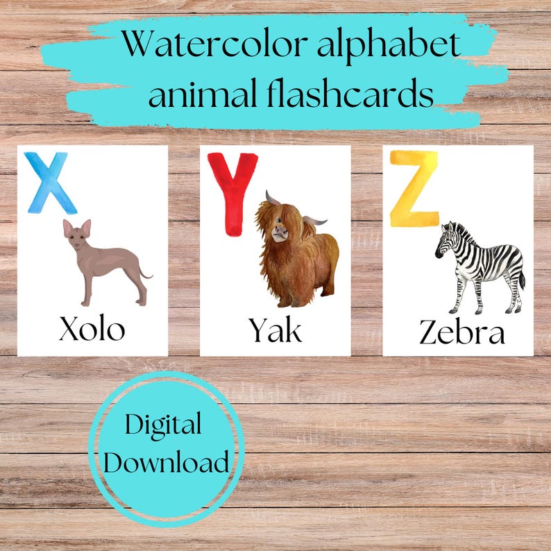 Animal Alphabet Flashcards ABC Flashcards Homeschool Preschool Alphabet ...