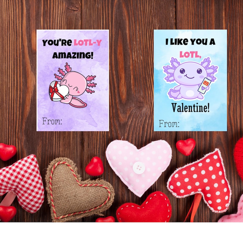 Printable Axolotl Valentine Cards for Kids (digital Download) - Etsy
