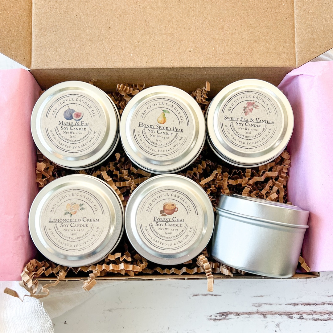Mini Soy Candle Gift Box Sample Box Set of 6 You Pick Scents - Etsy