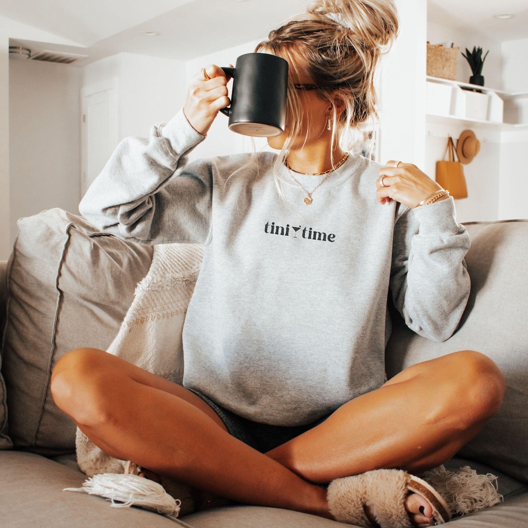 Embroidered Tini Time Sweatshirt, Martini Crewneck, Martini Cocktail ...