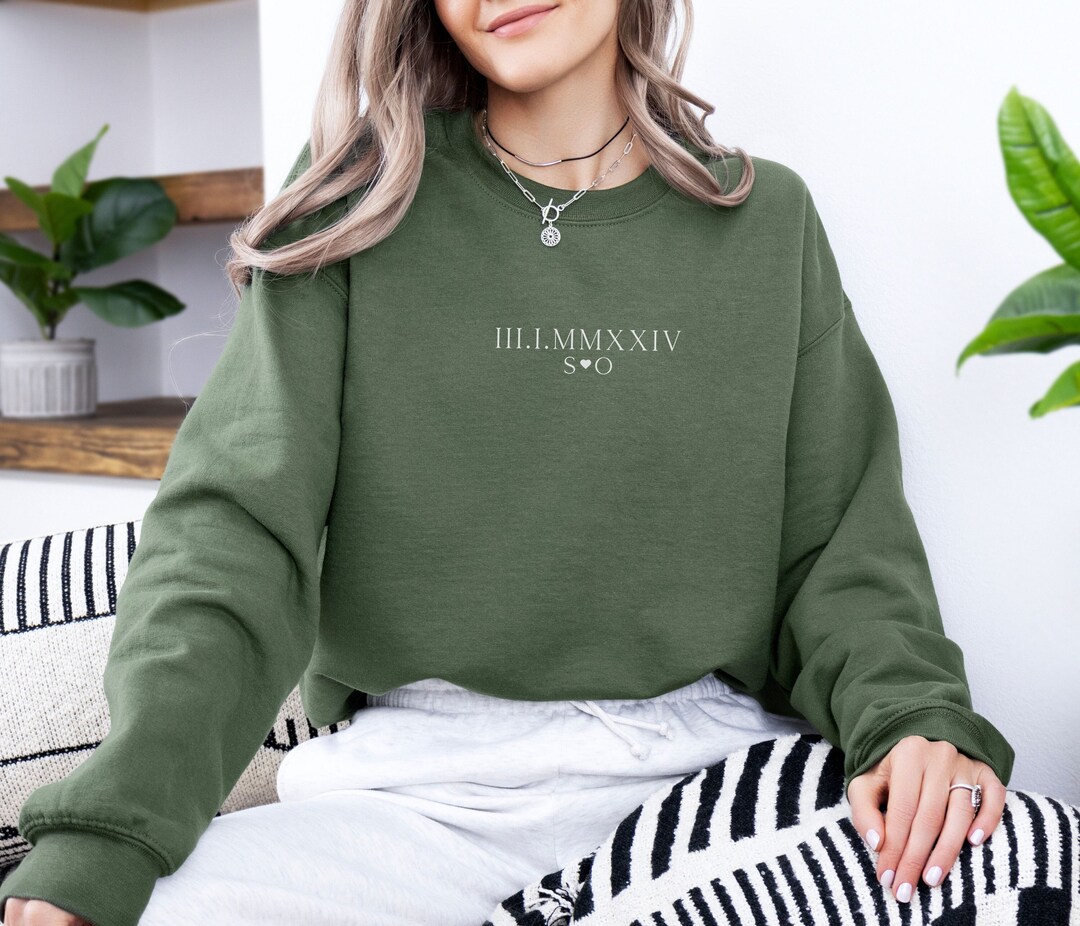 Custom Roman Numeral Sweatshirt, Personalized Matching Couple ...