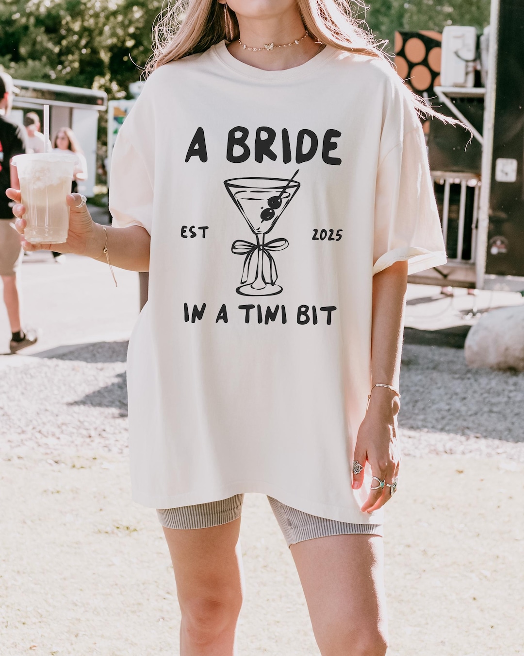 A Bride in a Tini Bit Shirt, Funny Bride Shirt, Martini Bach Party Tee ...