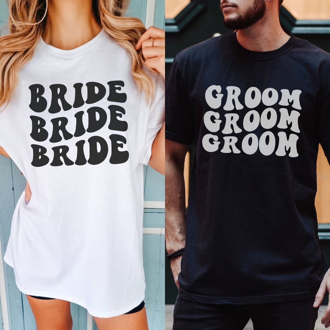 Bride and Groom Shirts, Retro Matching Couple Comfort Colors Shirts ...