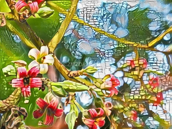 Bunga Flower Digital Art Wallpaper Wall Art Downloadable - Etsy