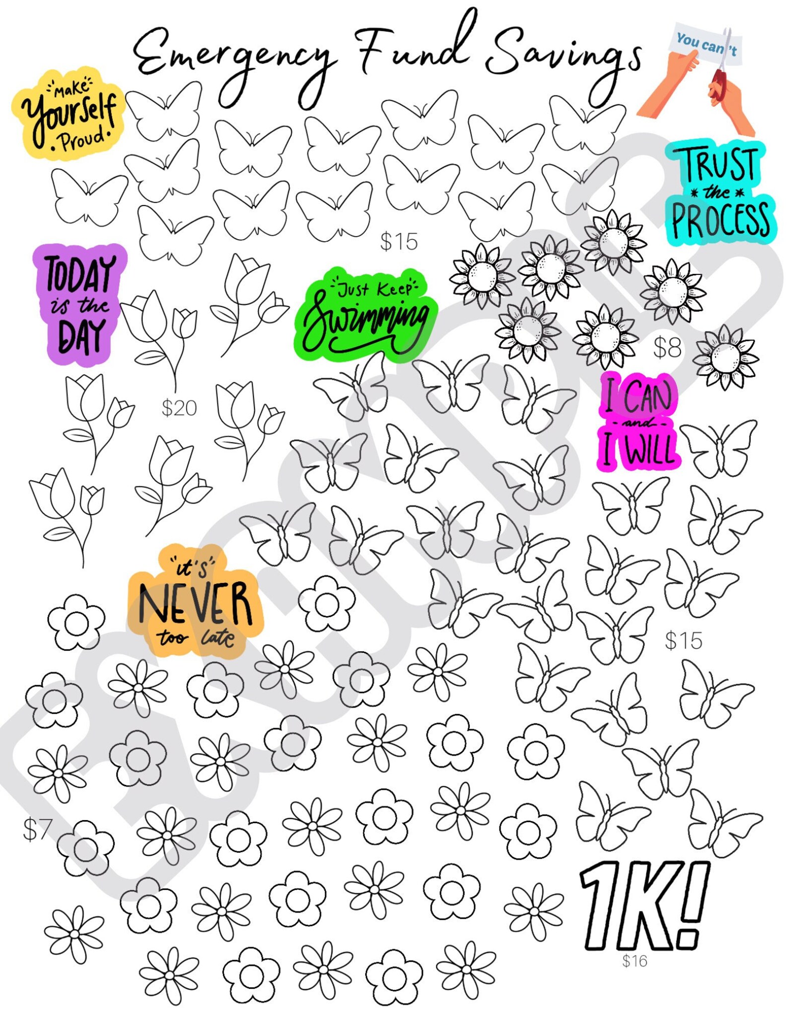 Emergency Fund Challenge Low Denominations - Etsy