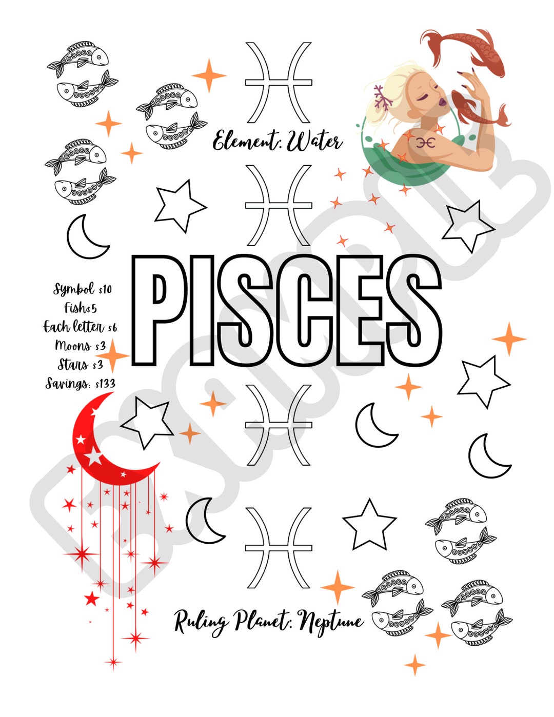 Pisces Zodiac Savings Challenge Printable/digital - Etsy