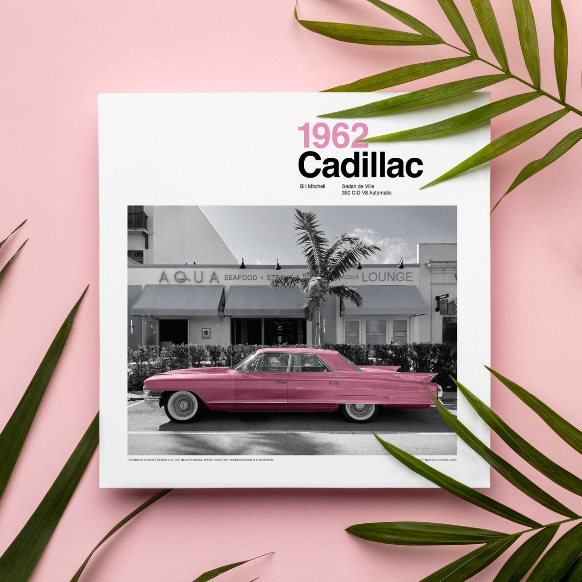 1962 "pink Cadillac" Sedan De Ville Poster : 12 X 12 Graphic, Vintage ...