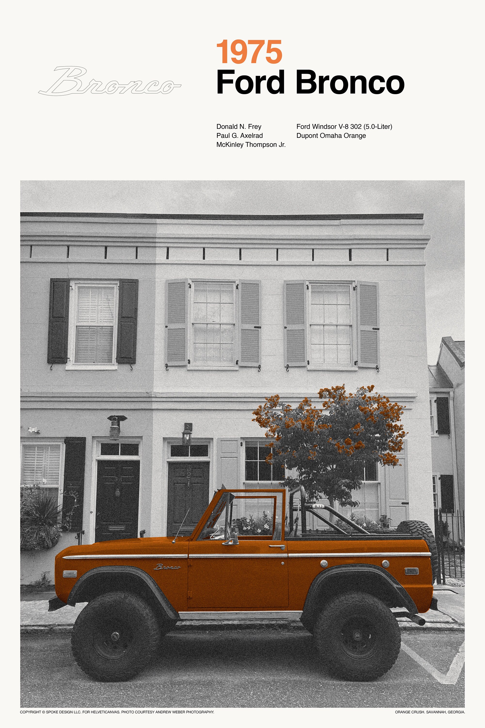 1975 Ford Bronco Windsor V-8 302 "orange Crush" Poster : 12 X 18 ...