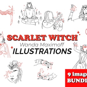 WANDA MAXIMOFF Scarlet Witch 9 Bundle Illustrations From Marvel Digital ...