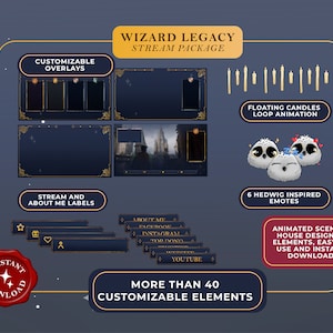 WIZARD LEGACY Stream Bundle Animated - Twitch - Youtube - Overlay - Magic - Wizard - Legacy - Etsy
