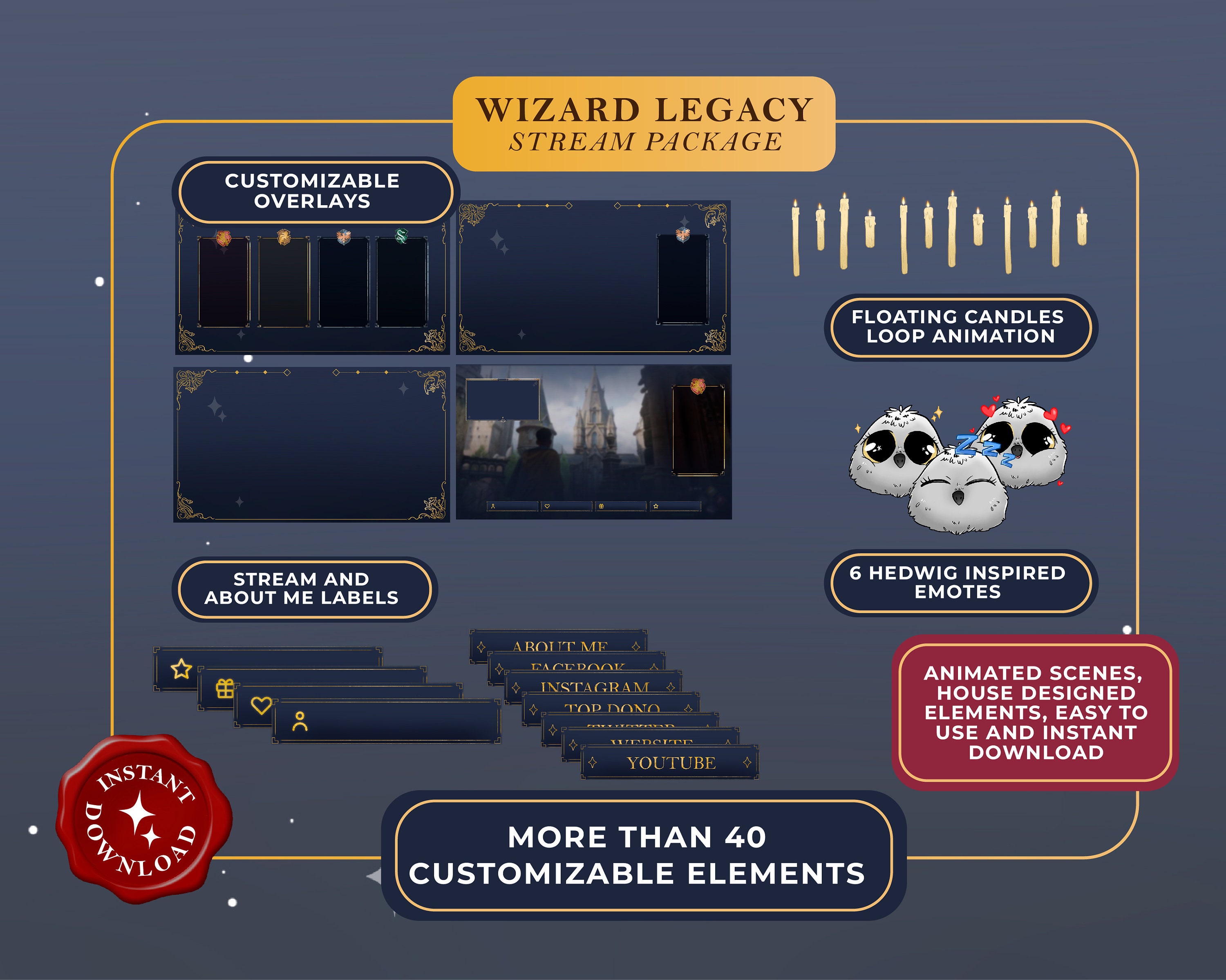 WIZARD LEGACY Stream Bundle Animated - Twitch - Youtube - Overlay ...