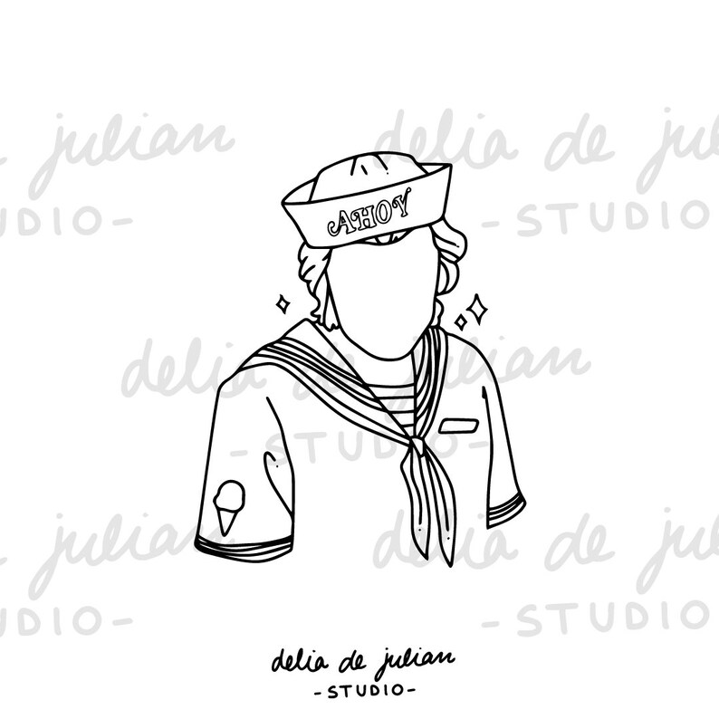 6 STEVE HARRINGTON Bundle Illustrations From Stranger Things ...