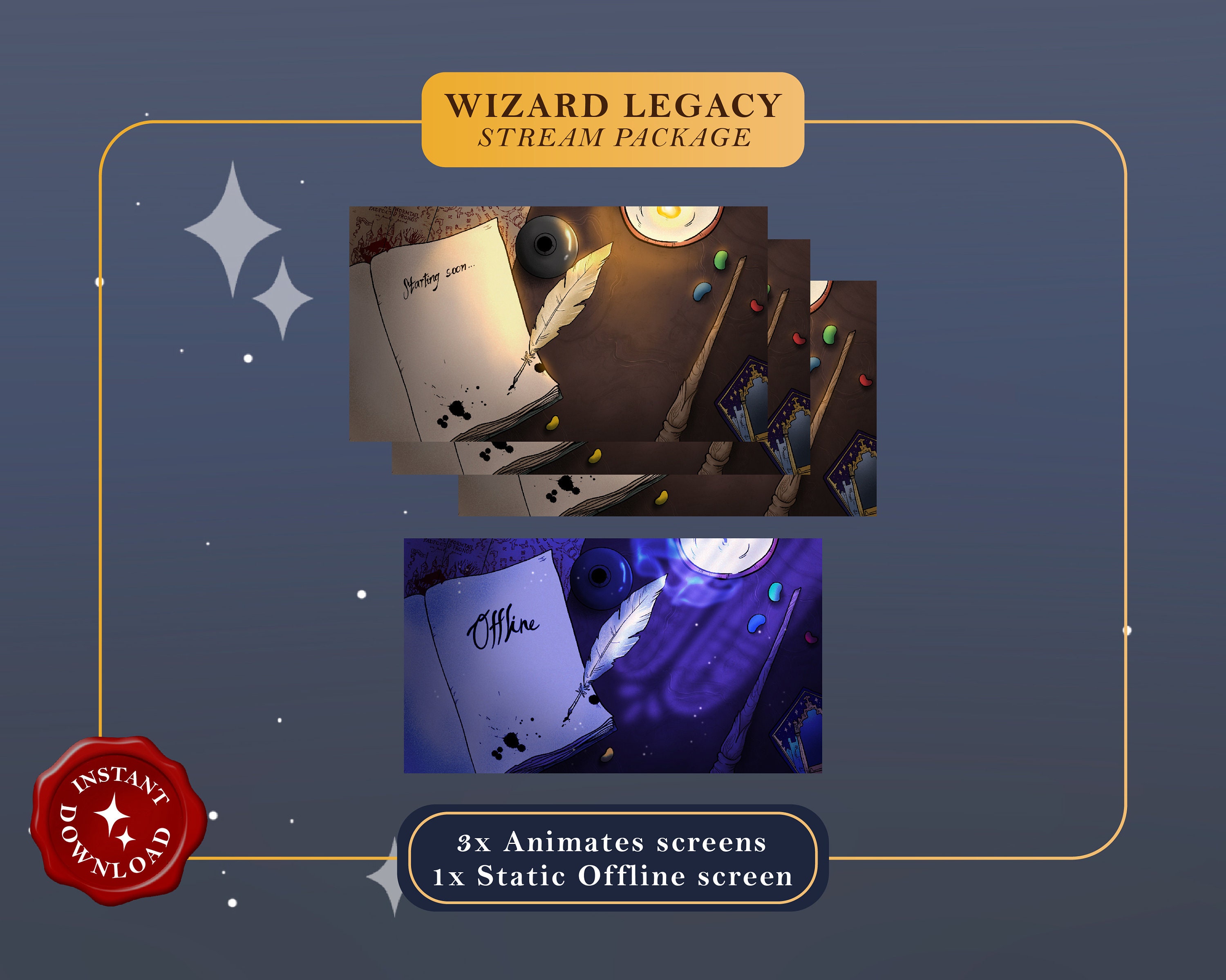 WIZARD LEGACY Stream Bundle Animated - Twitch - Youtube - Overlay - Magic - Wizard - Legacy - Etsy
