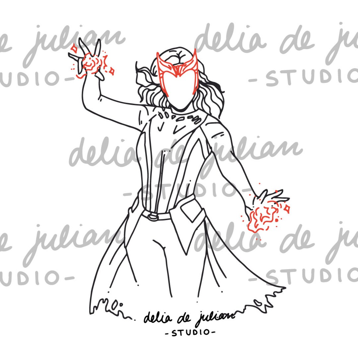 WANDA MAXIMOFF Scarlet Witch 9 Bundle Illustrations From - Etsy