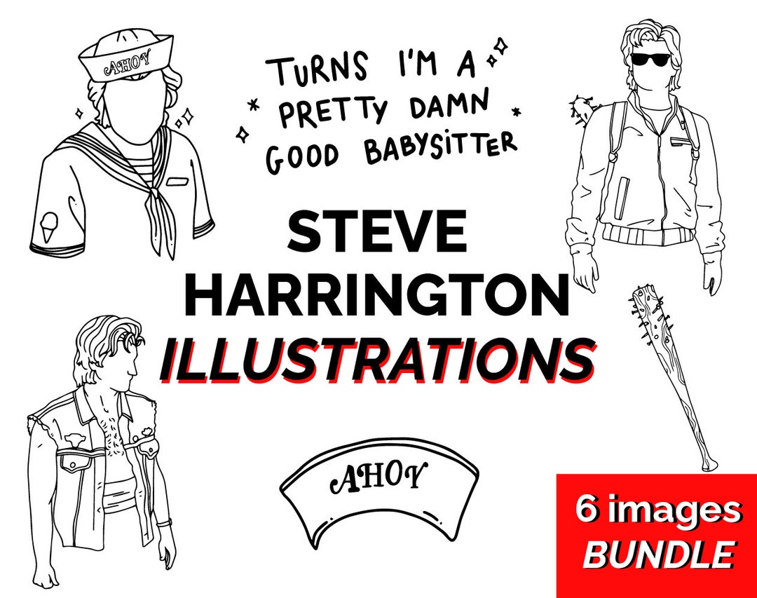 6 STEVE HARRINGTON Bundle Illustrations From Stranger Things ...